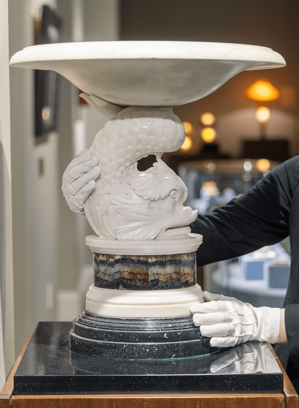 George III Marble and Blue John Dolphin Tazza | M.S. Rau
