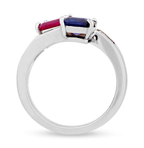 Ceylon Sapphire and Ruby Bypass Ring | M.S. Rau